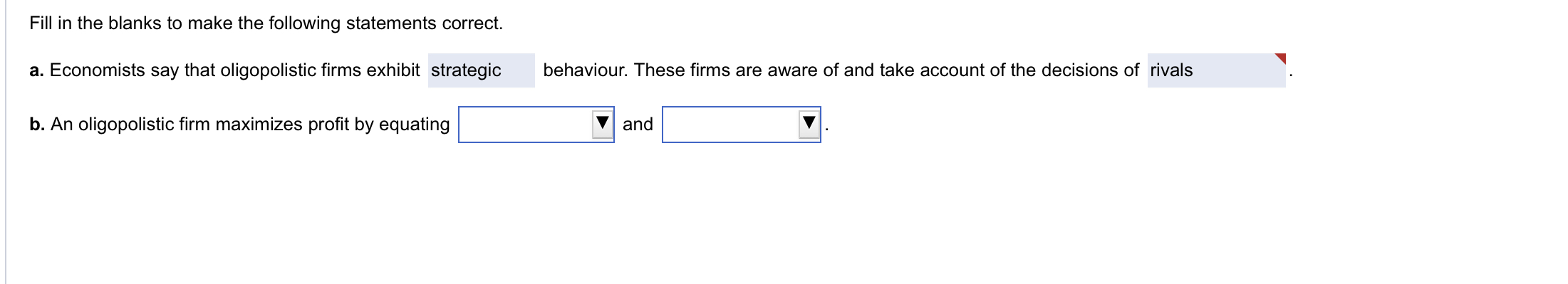Solved Fill in the blanks to make the following statements | Chegg.com