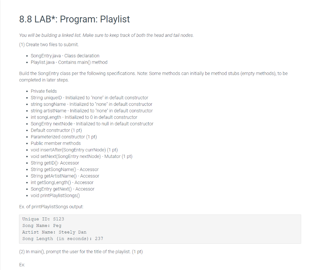 Solved 88 Lab Program Playlist You Will Be Building A 