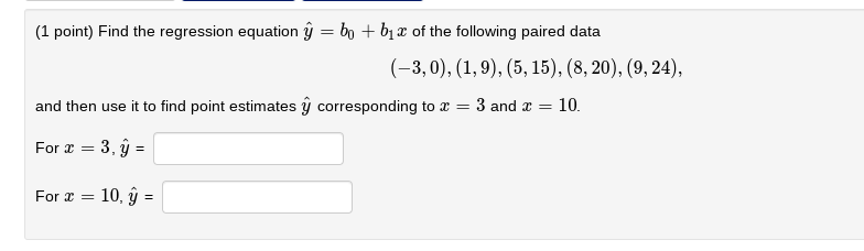 Solved (1 point) Consider the following small data set. | Chegg.com