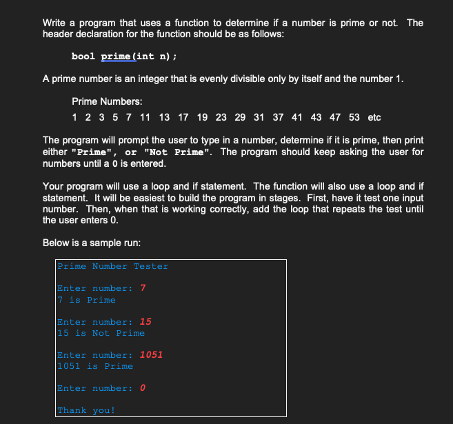 Solved Write a program that uses a function to determine if | Chegg.com