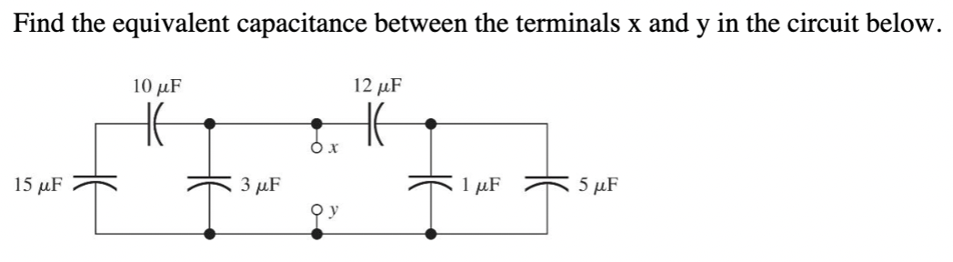 Solved Find the equivalent capacitance between the terminals | Chegg.com