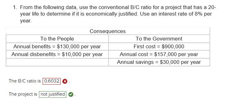 Solved 1. From the following data, use the conventional B/C | Chegg.com