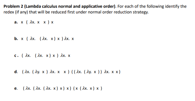 For each of the following identify the redex (if any) | Chegg.com