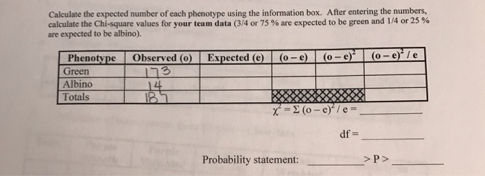 Solved Calculate the expected number of each phenotype using | Chegg.com