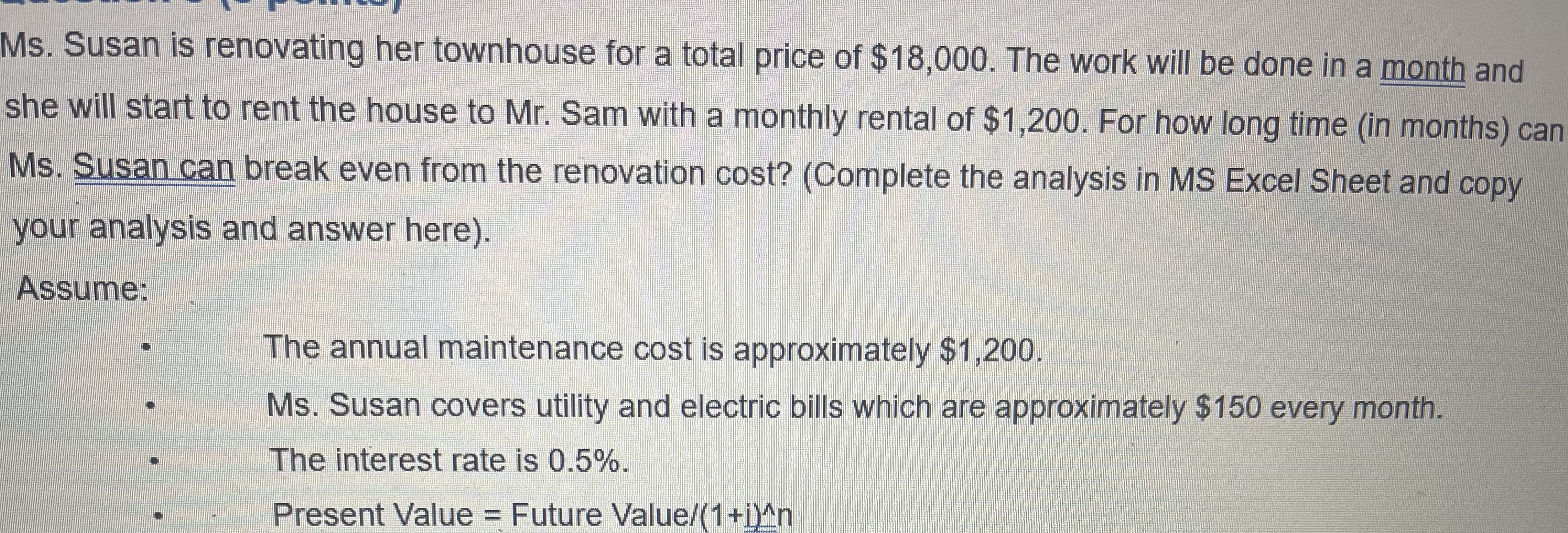 Solved Us. Susan is renovating her townhouse for a total | Chegg.com