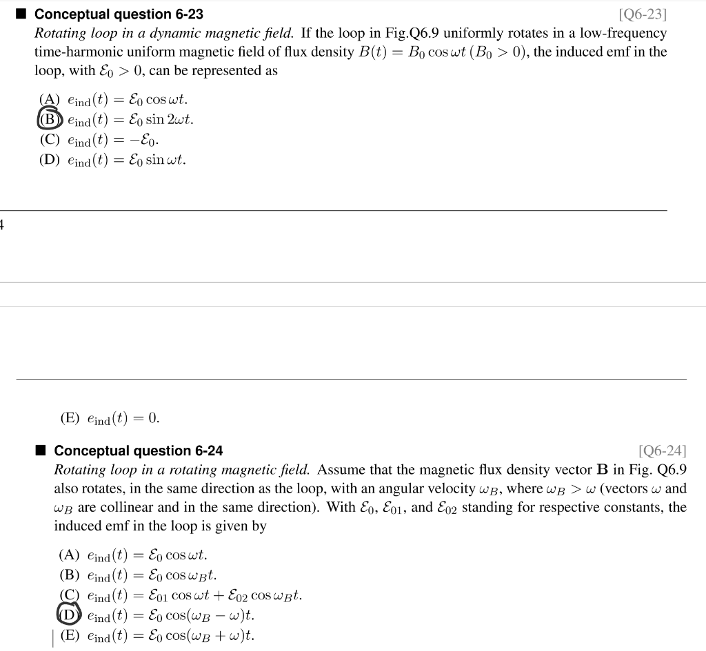 Conceptual Question 6 23 Q6 23 Rotating Loop In A 