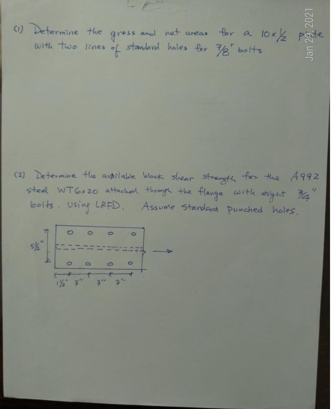 Solved (1) Determine the gross and net areas for a 10x/ of | Chegg.com