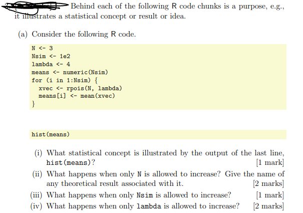 Solved Behind each of the following R code chunks is a | Chegg.com
