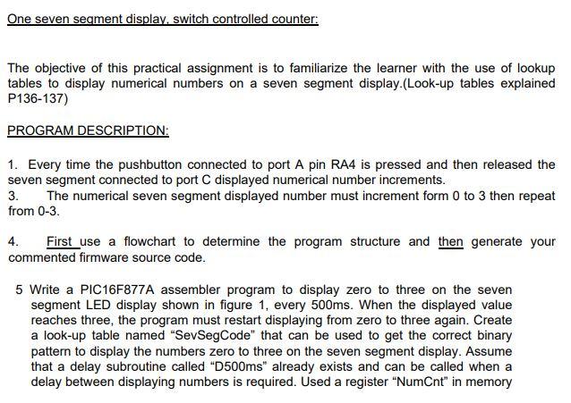 Solved One seven segment display. switch controlled counter: | Chegg.com