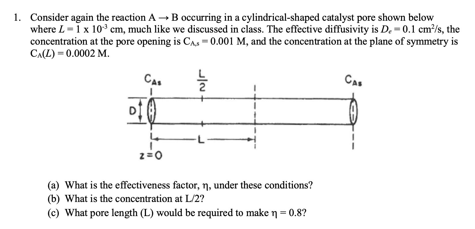 Solved 1. Consider again the reaction AB occurring in a | Chegg.com