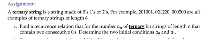 Solved Assignment: A ternary string is a string made of O's | Chegg.com