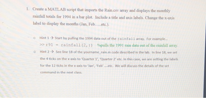 Create A Matlab Script That Imports The Rain Csv