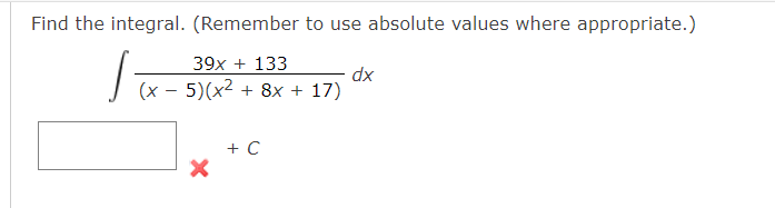 Solved Find the integral. (Remember to use absolute values | Chegg.com