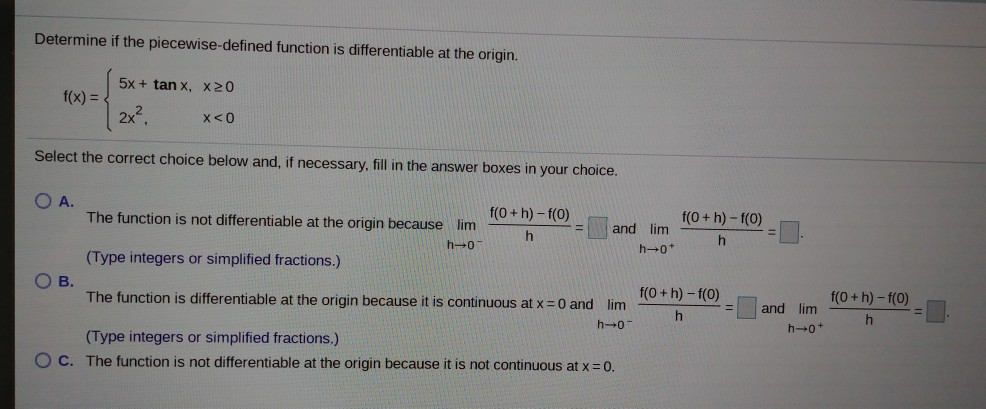 Solved Determine if the piecewise-defined function is | Chegg.com