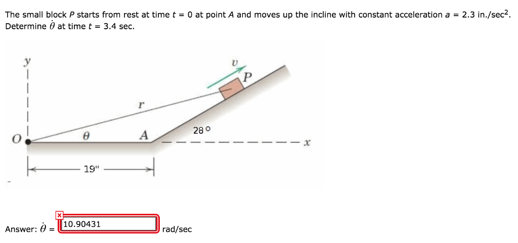 Solved The small block P starts from rest at time t = 0 at | Chegg.com