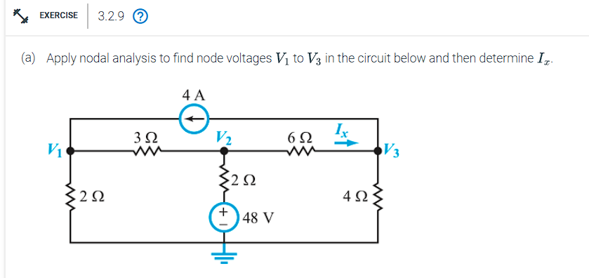 Solved EXERCISE3.2.9(a) ﻿Apply nodal analysis to find node | Chegg.com