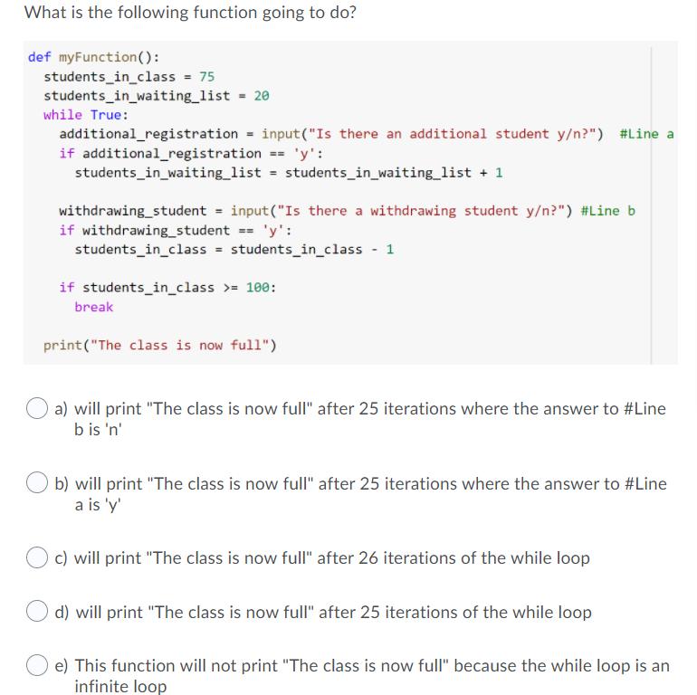 Solved What is the following function going to do? def | Chegg.com