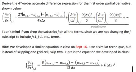 shown below: Derive the 4th-order accurate difference | Chegg.com