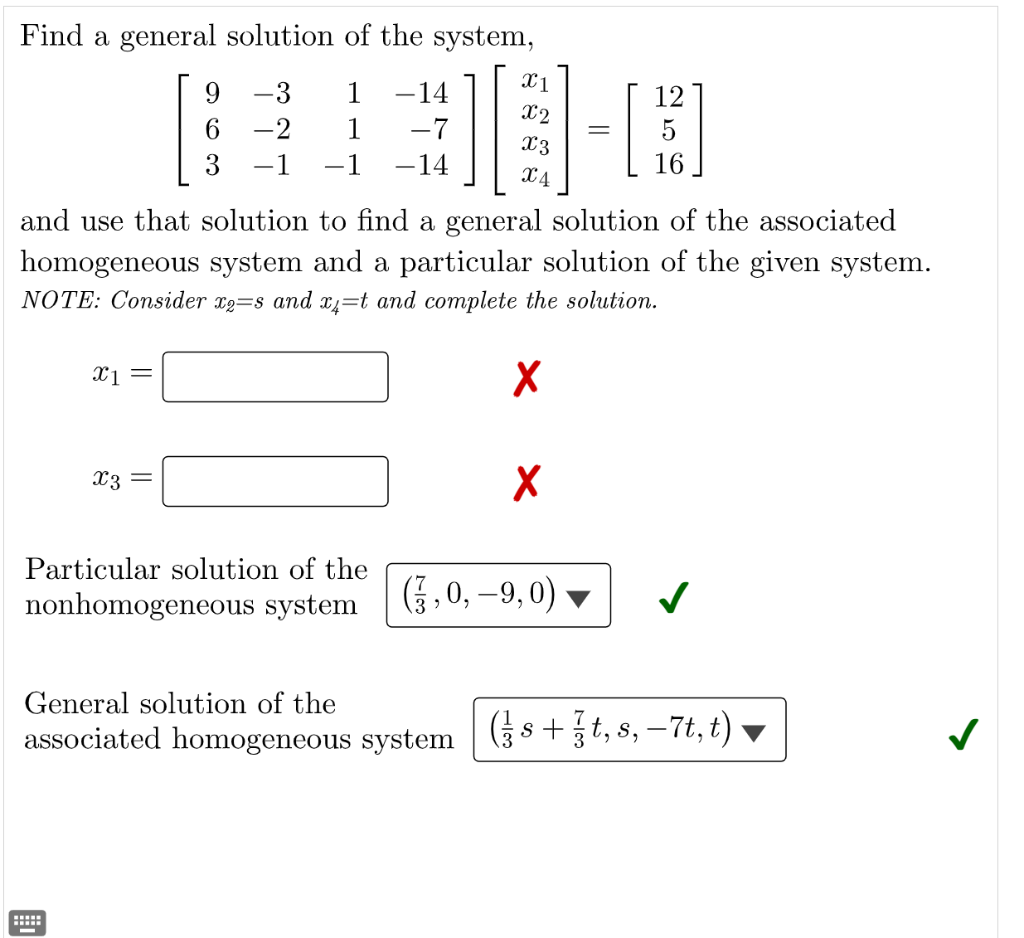 Solved Find a general solution of the system, | Chegg.com