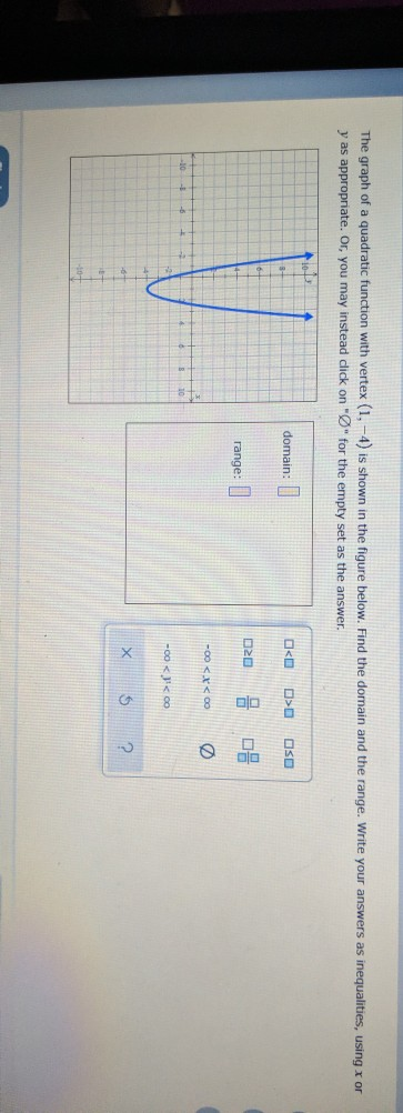 Solved The graph of a quadratic function with vertex (1,-4) | Chegg.com