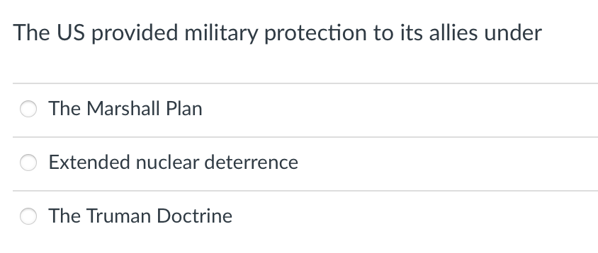 The US provided military protection to its allies | Chegg.com