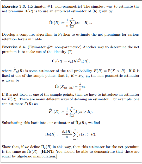 Exercise 3.3. (Estimator #1: non-parametric) The | Chegg.com