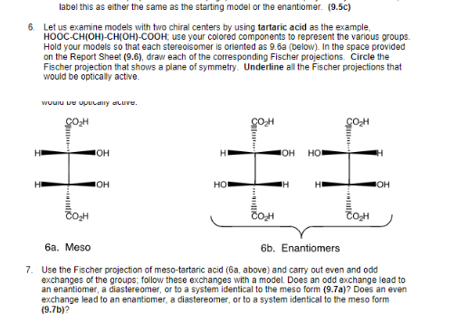 Solved 6. Let us examine models with two chiral centers by | Chegg.com