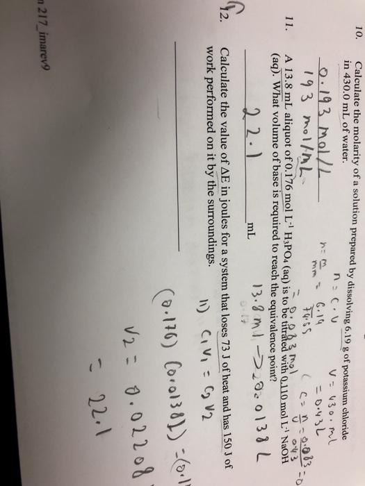 Solved Calculate the molarity of a solution prepared by | Chegg.com