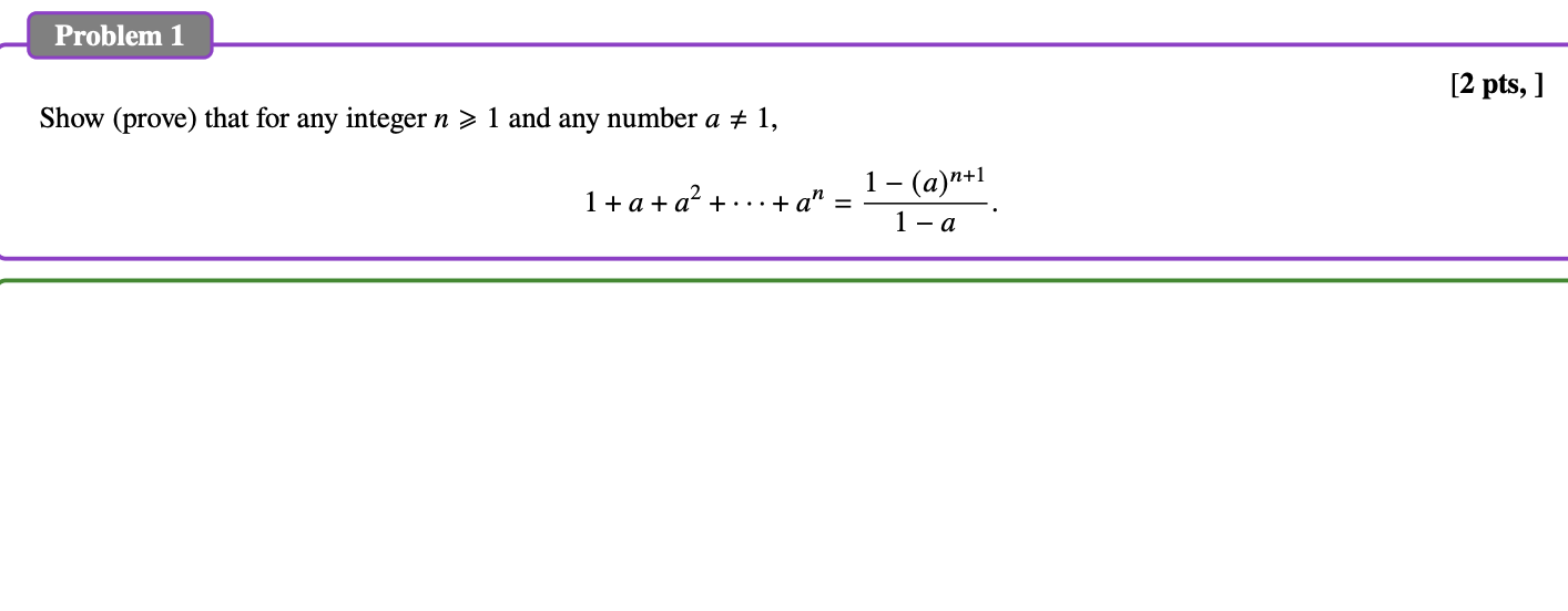 Solved Show (prove) that for any integer 𝑛 ⩾ 1 and any | Chegg.com