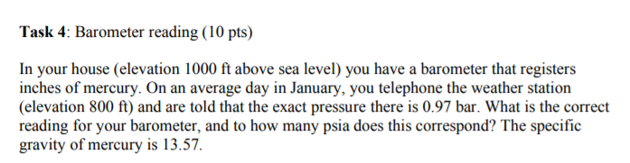 Solved Task 4: Barometer reading (10 pts) In your house | Chegg.com