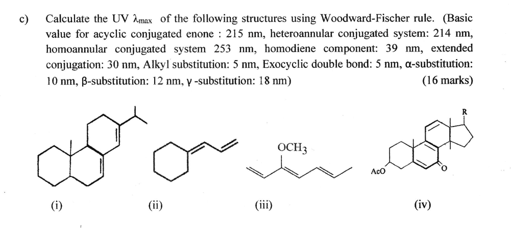 Solved c) Calculate the UV λmax of the following structures | Chegg.com