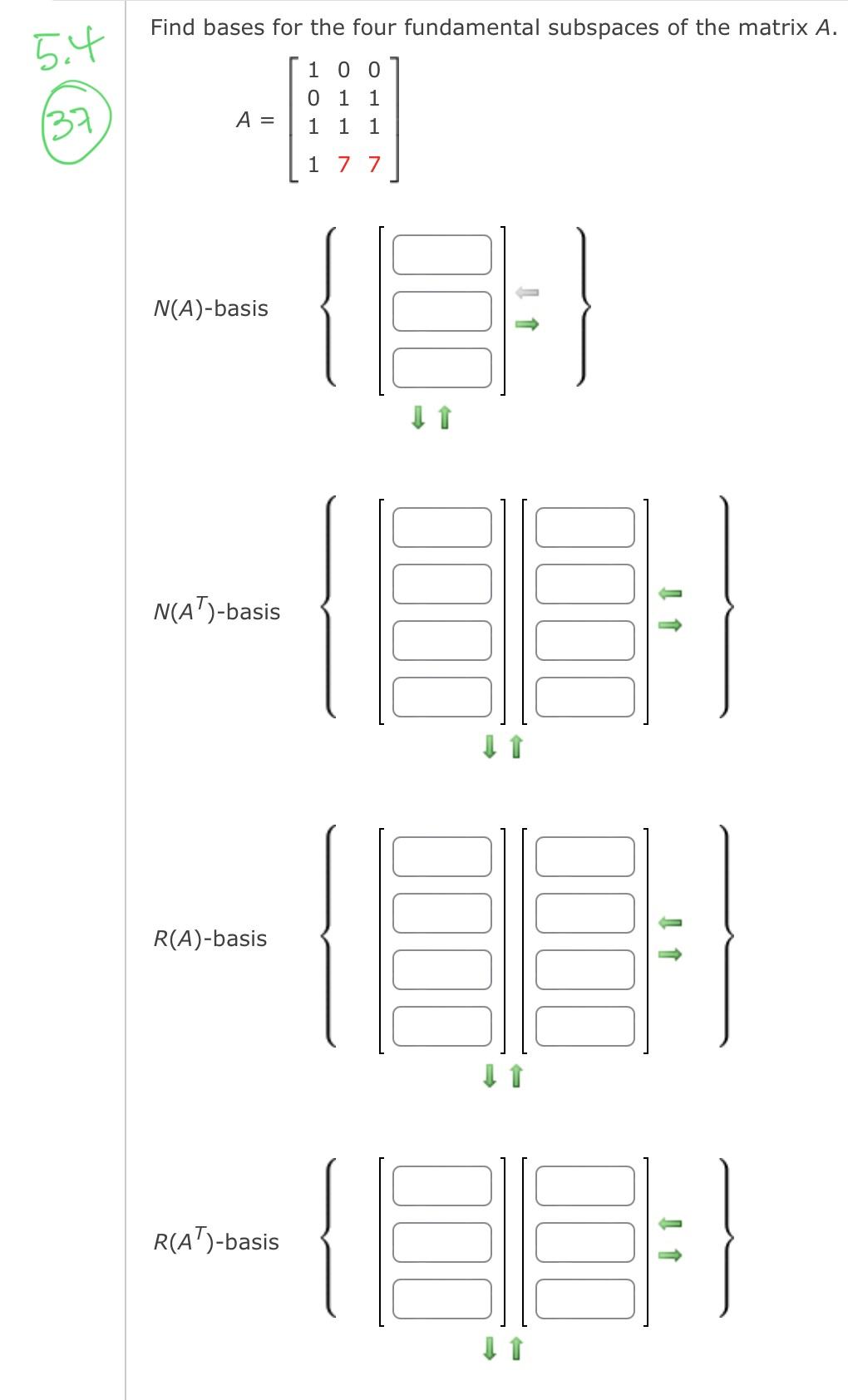 Solved Find bases for the four fundamental subspaces of the | Chegg.com