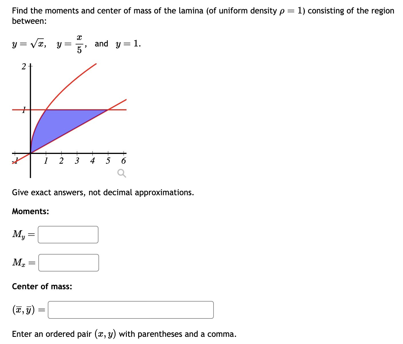 Solved Find the moments and center of mass of the lamina (of | Chegg.com