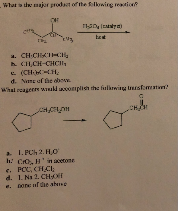 Solved What is the major product of the following reaction? | Chegg.com