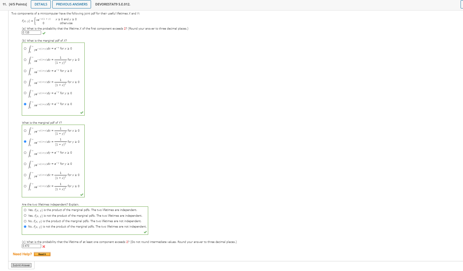 Solved 11. [4/5 Points] DETAILS PREVIOUS ANSWERS DEVORESTAT9 | Chegg.com