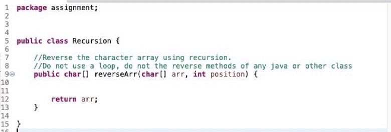 Solved 1. Complete the reverse Arr method of the Recursion | Chegg.com