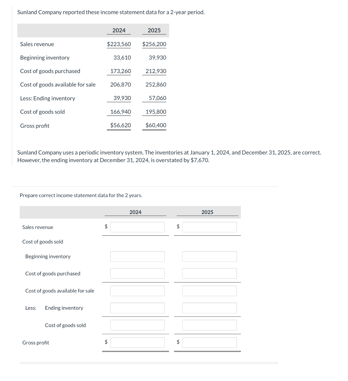 Solved Prepare correct income statement data for the 2 | Chegg.com