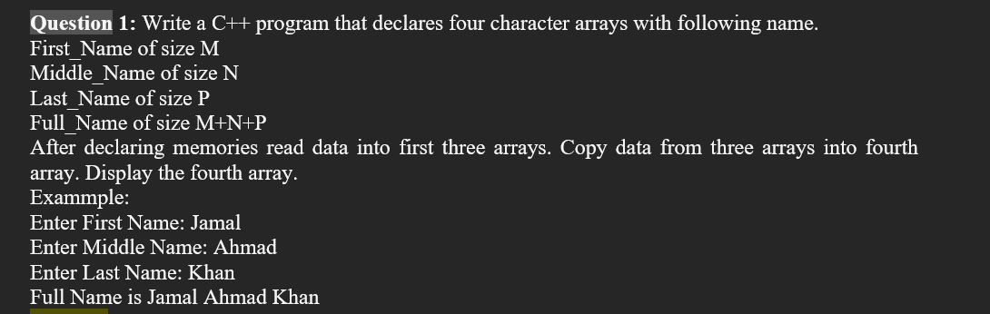 Solved Question 1: Write a C++ program that declares four | Chegg.com