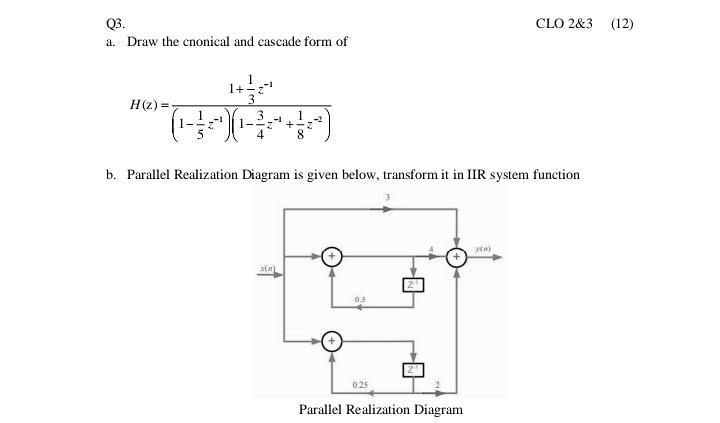 Solved CLO 2&3 (12) Q3. Draw the cnonical and cascade form | Chegg.com