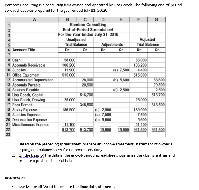 Solved Bamboo Consulting is a consulting firm owned and | Chegg.com