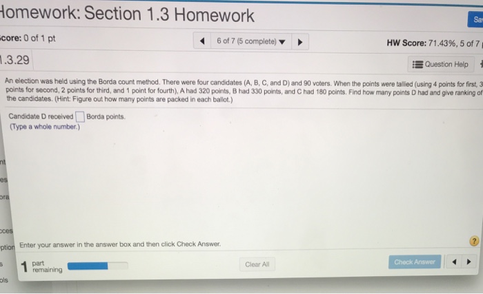 Solved Omework Section 1 3 Homework Core 0 Of 1 Pt 3 29