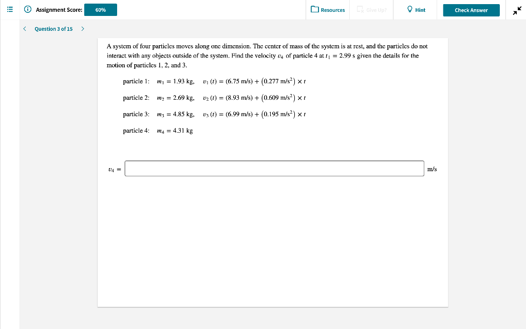 Solved Assignment Score: 60% Resources Give Up Hint Check | Chegg.com
