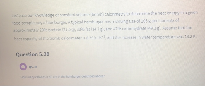 Solved Let's use our knowledge of constant volume (bomb) | Chegg.com
