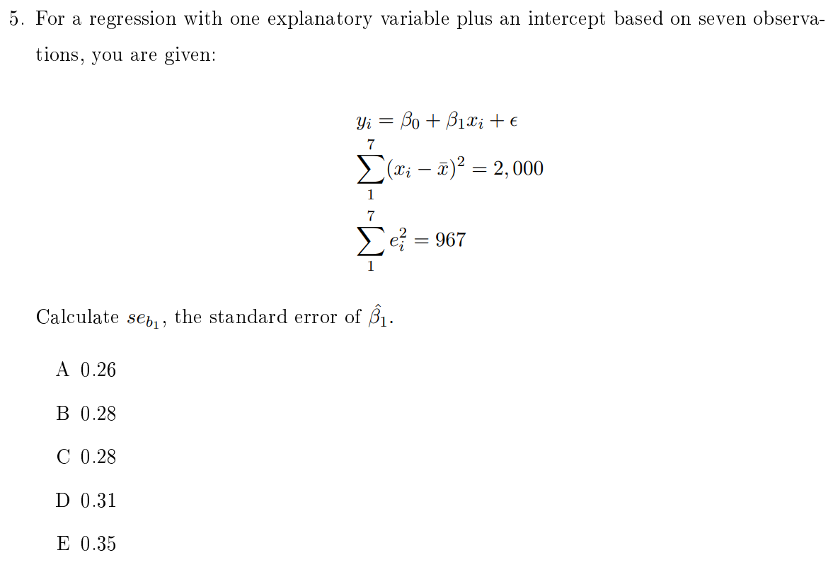 Solved 5. For a regression with one explanatory variable | Chegg.com