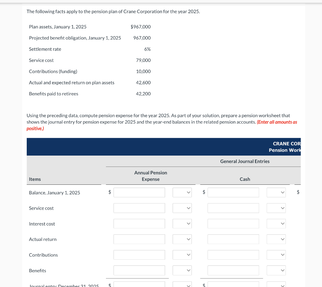 Solved Using the preceding data, compute pension expense for | Chegg.com