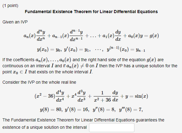 Solved Fundamental Existence Theorem For Linear