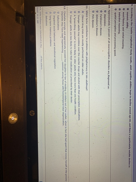 Solved 9. According to the Seattle Longitudinal Study | Chegg.com
