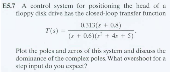 Solved E5.7 A control system for positioning the head of a | Chegg.com