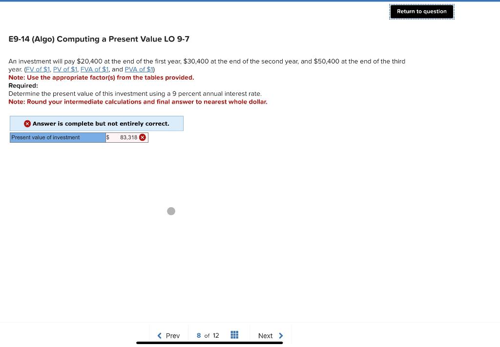 Solved E9-14 (Algo) Computing a Present Value LO 9-7 An | Chegg.com