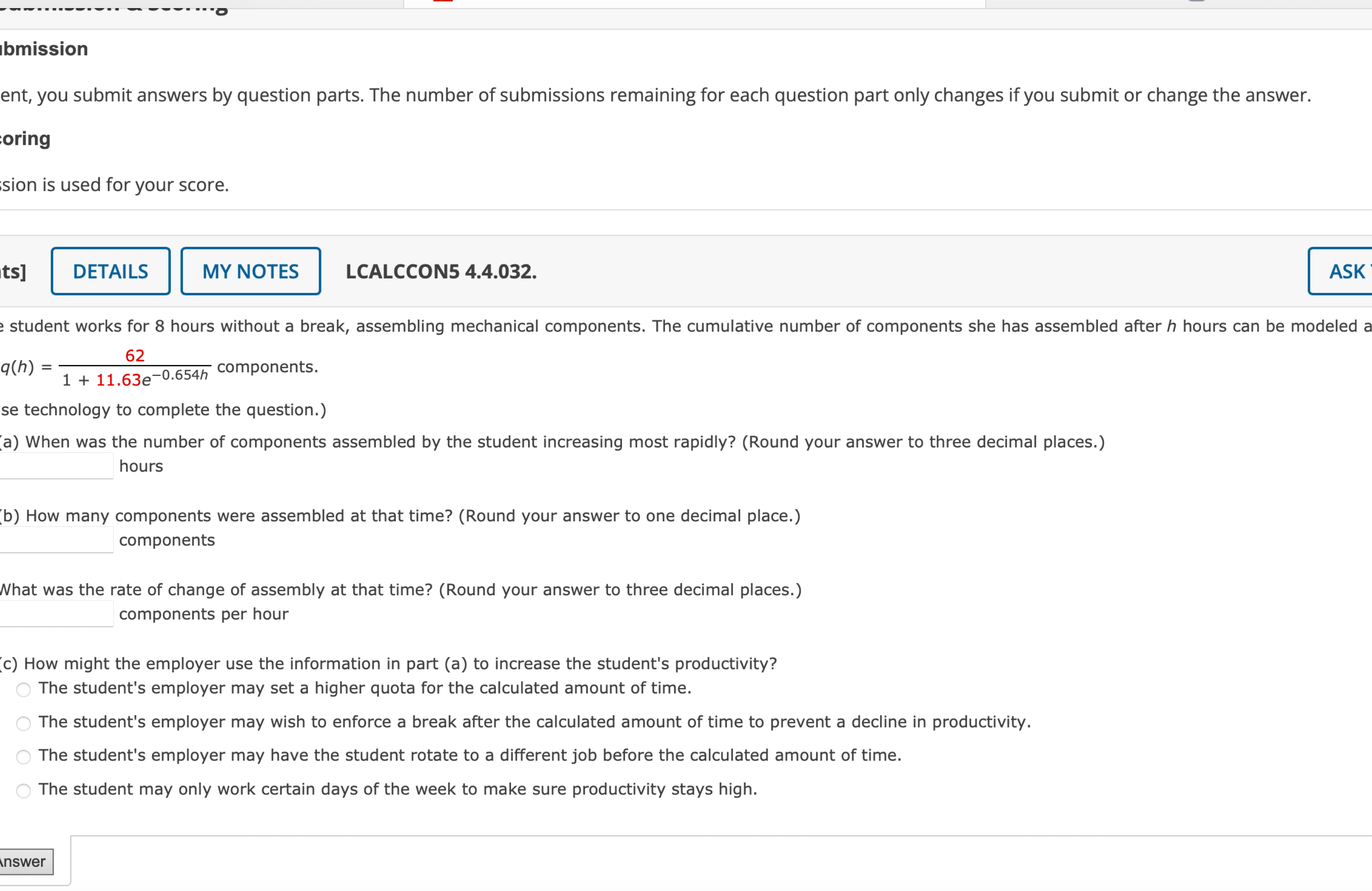Solved Ibmissionent, you submit answers by question parts. | Chegg.com